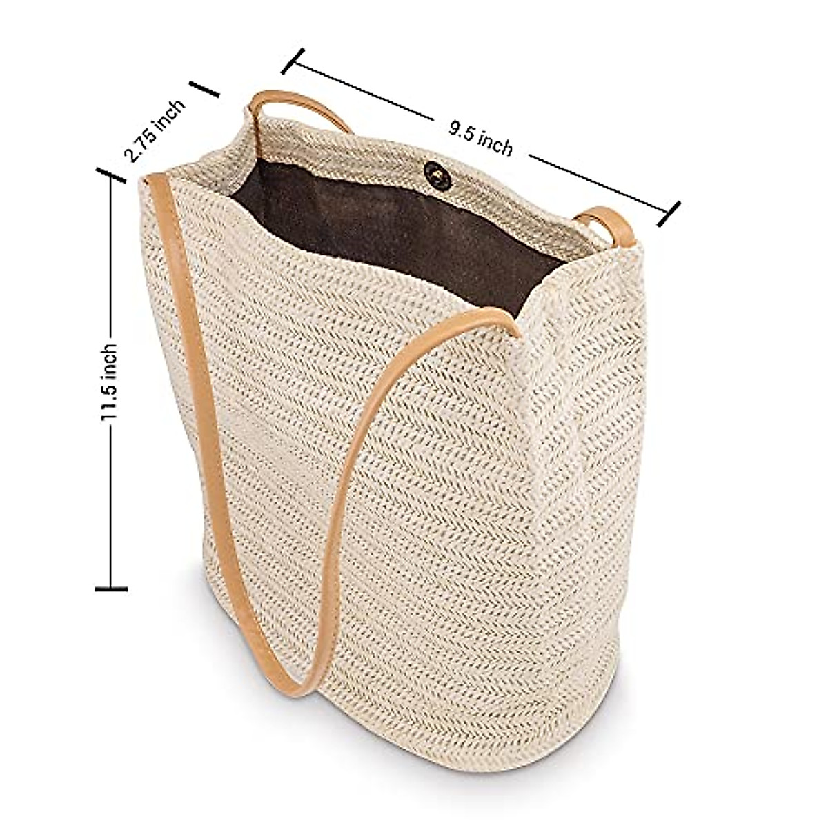 Oct17 Women Straw Beach Bag tote Shoulder Bag Summer Handbag - White