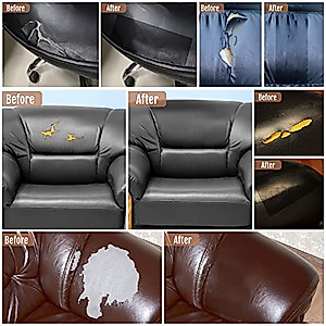 woefste Leather Repair Patch, 17X79 inch Repair Patch Self Adhesive Waterproof, Reupholster Leather Tape for Furniture Couch Chairs Car Seat (Dark Brown)