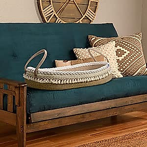 Maidek Baby Changing Basket - Handmade Woven Cotton Rope Moses Basket - Changing Table Topper with Mattress Pad, Removable Cover, Soft Blanket, Furniture - 29x16x4.7"