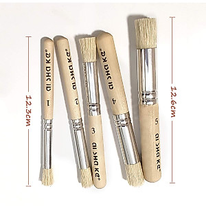 Auhoahsil Stencil Brushes Set, 5 Pcs Natural Bristle Wooden Handle Template Brushes for Wood Wall Model House Painting, Stencil Projects, Card Making, DIY, Crafts and Acrylic Oil Watercolor Painting