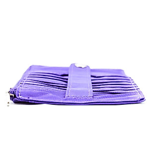 Big Skinny Women's Leather Jaguar Credit Card Slim Wallet, Holds Up to 25 Cards,Lightweight,Slim, Purple