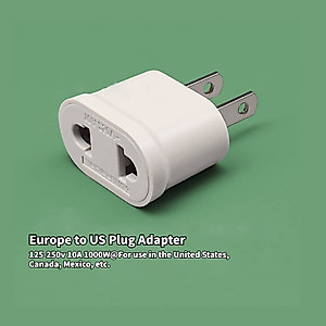 Europe to US Plug Adapter, 10Pcs EU to USA Plug Converter, 10A 1000W Universal Travel Power Converter, Spain Germany France to US Canada Mexico Adapters