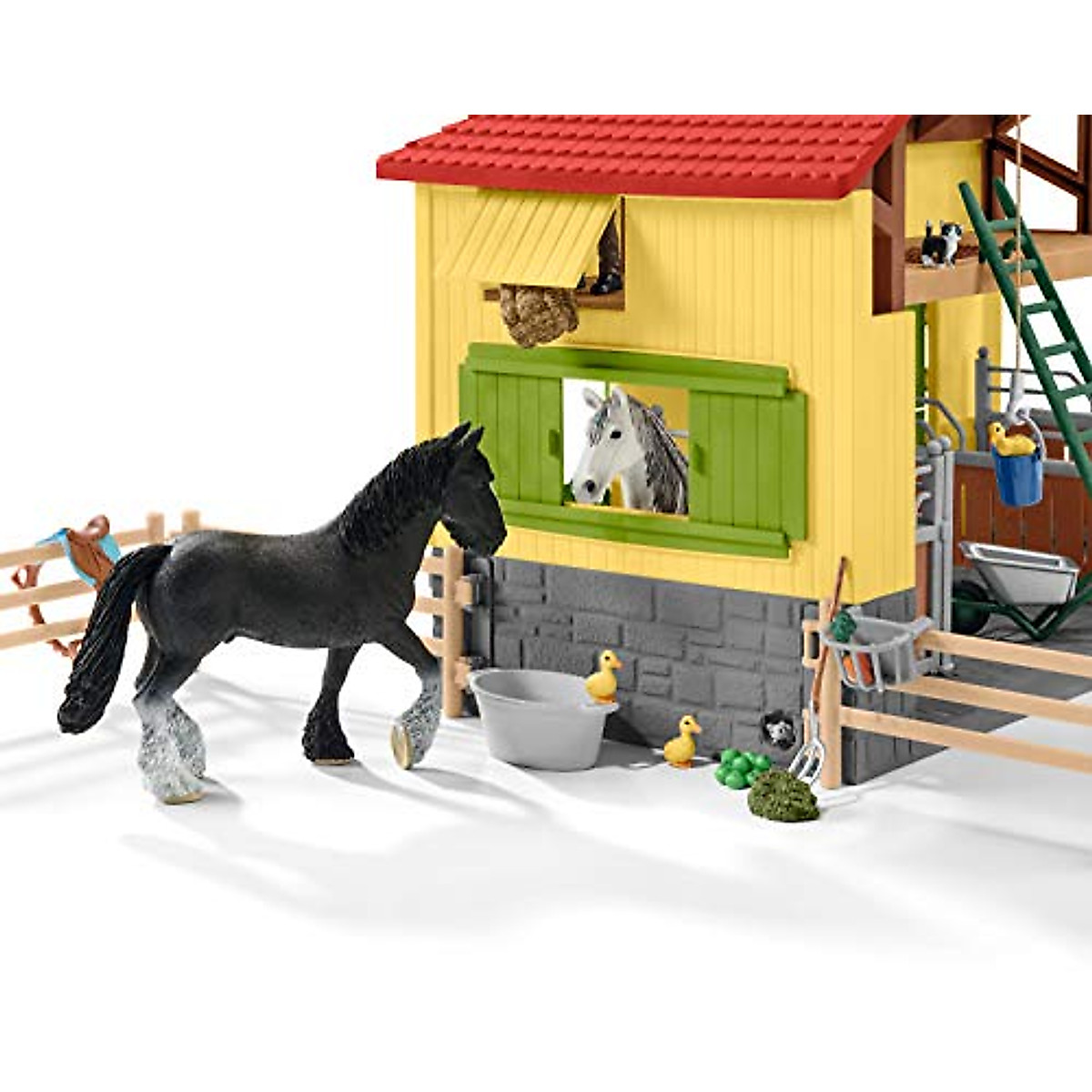 Schleich Farm World, 30-Piece Playset, Farm Toys and Farm Animals for Kids Ages 3-8, Horse Stable 10.5 x 49 x 34.5 cm