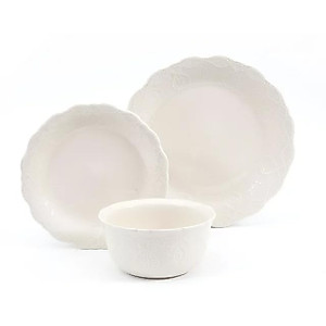 Cowgirl Lace 12-Piece Dinnerware Set, Linen