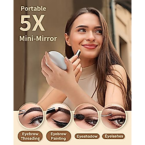 Jack & Rose Travel Makeup Mirror with Magnification, Travel Mirror with Light, Adjustable Height and Angle, Portable Folding Mirror