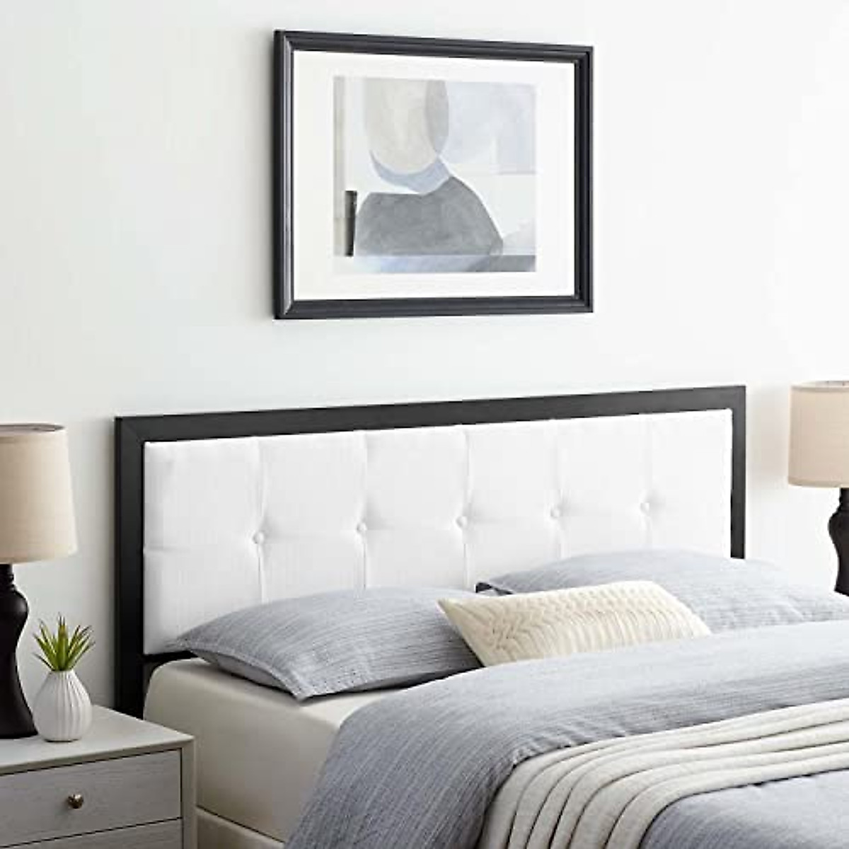 Modway MOD-6176 Teagan Tufted Fabric Queen Headboard in Black White