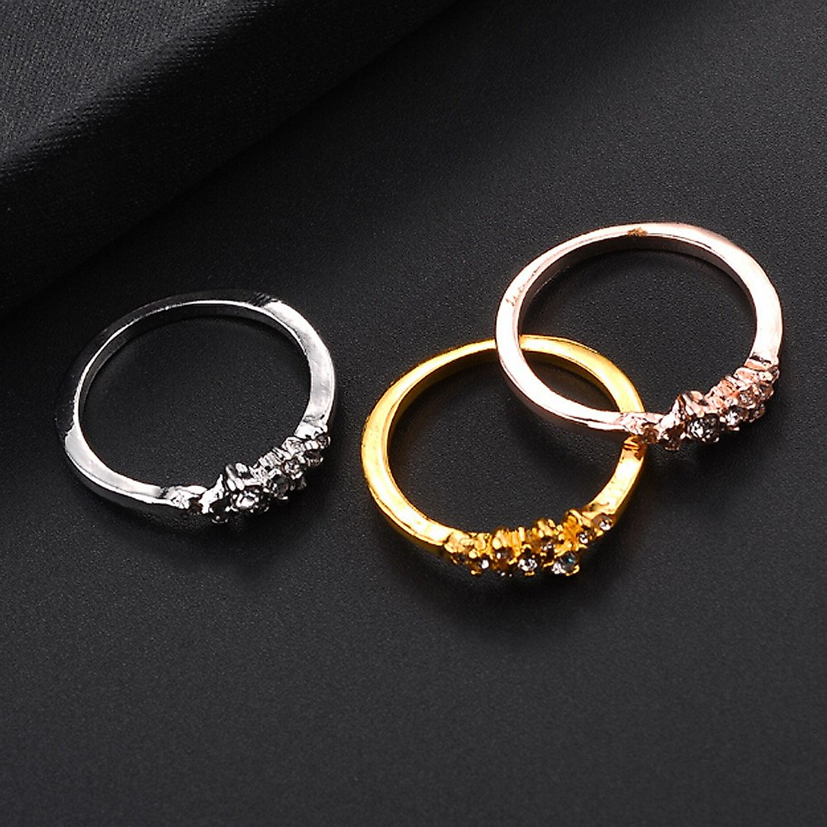 Clearance Ring, Balakie Lady Floral Transparent Diamond Flower Vine Leaf Rings Wedding Gift (Silver, 7)