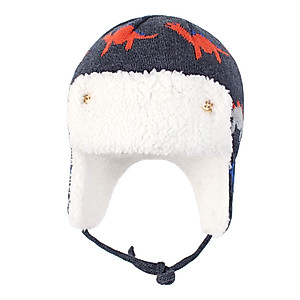 Zando Baby Beanies Infant Toddler Cute Cartoons Hat Baby Boys Earflap Caps Fall Winter Cute Dinosaurs M (18.90-19.69) Suggest 1-2T