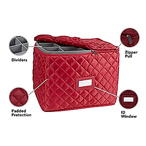 Covermates Keepsakes - Adjustable Glassware Storage - Padded Protection - ID Window - Stain Resistant - Machine Washable - China Storage-Red