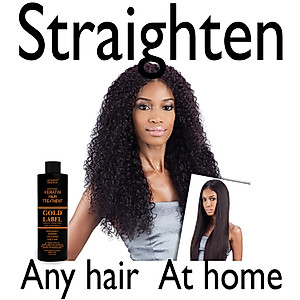 Gold Label 120ml+30 set Professional Results Brazilian Keratin Hair Treatment Blowout with Clarifying Shampoo Enhanced for All Hair Types Coarse Curly Black African Dominican Brazilian Dry Frizzy