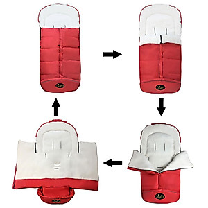 CozyMe Universal Winter Stroller Footmuff,Waterproof Toddler Travel Gear Sleeping Bag, Anti-Slip,Length Extendable,Multifunction Use Bunting Bag for 6-36M,Red