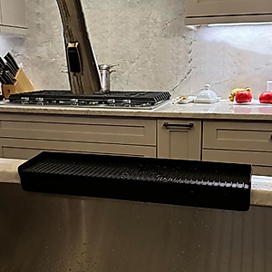 Silicone Sink Edge Protector ＆ Splash Guards for Kitchen Sink Bathtub Sink, Upgrade 5° Multifunction Silicone Sink Protector Countertop Protectors - 20" x 4" Sink Protector (Black)