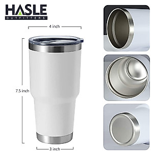 HASLE OUTFITTERS 30oz Stainless Steel Tumbler, Double Wall Vacuum Insulated Travel Mug Tumbler, Durable Insulated Coffee Mug, Gift Box Set (White, 1)