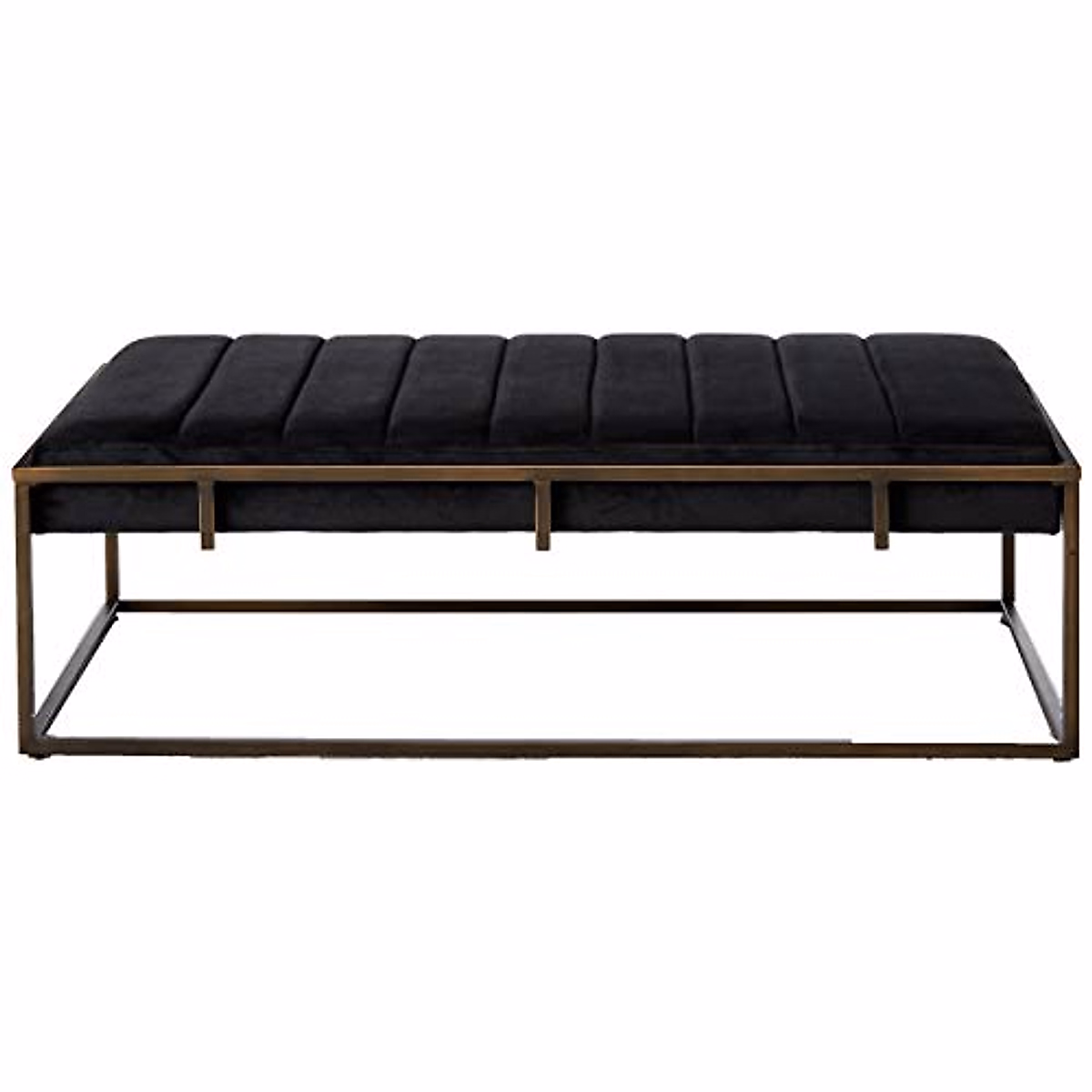 Christopher Knight Home Vassy Modern Velvet Ottoman Bench with Brass Finish, Black