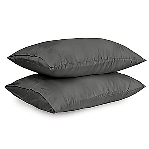 Linenwalas Tencel Pillowcase King Size Set of 2, Lyocell Cooling Silk Pillowcases for Hair & Skin, Soft Breathable Pillowcase with Envelope Closure (Charcoal Grey, 20x40 inches)