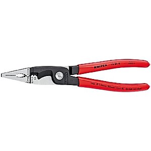 Knipex Tools 13 81 8, 6 in 1 Electrical Installation Pliers with Dipped Handle, Red