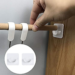 Tookie Curtain Rod Holder, 2pcs/4pcs U Shape Closet Rod Bracket, Plastic No Drilling Shower Rods Holder, Self Adhesive Plastic Hook Wardrobe Rail End Supports, DIY for Home Bathroom(Size:4pcs)