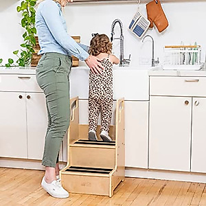ECR4Kids Reach-Up Step Stool with Handles, Children's Furniture, Natural