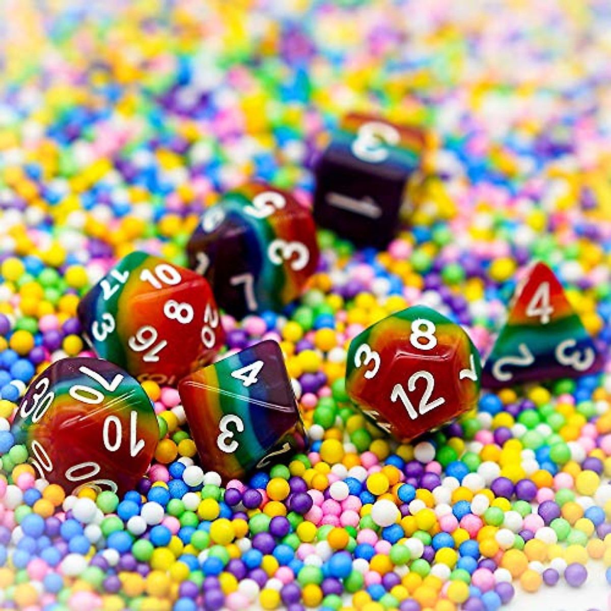 Cusdie Rainbow Dice DND Polyhedral Dice Sets for Dungeons and Dragons Role Playing Game (Rainbow-Opaque)