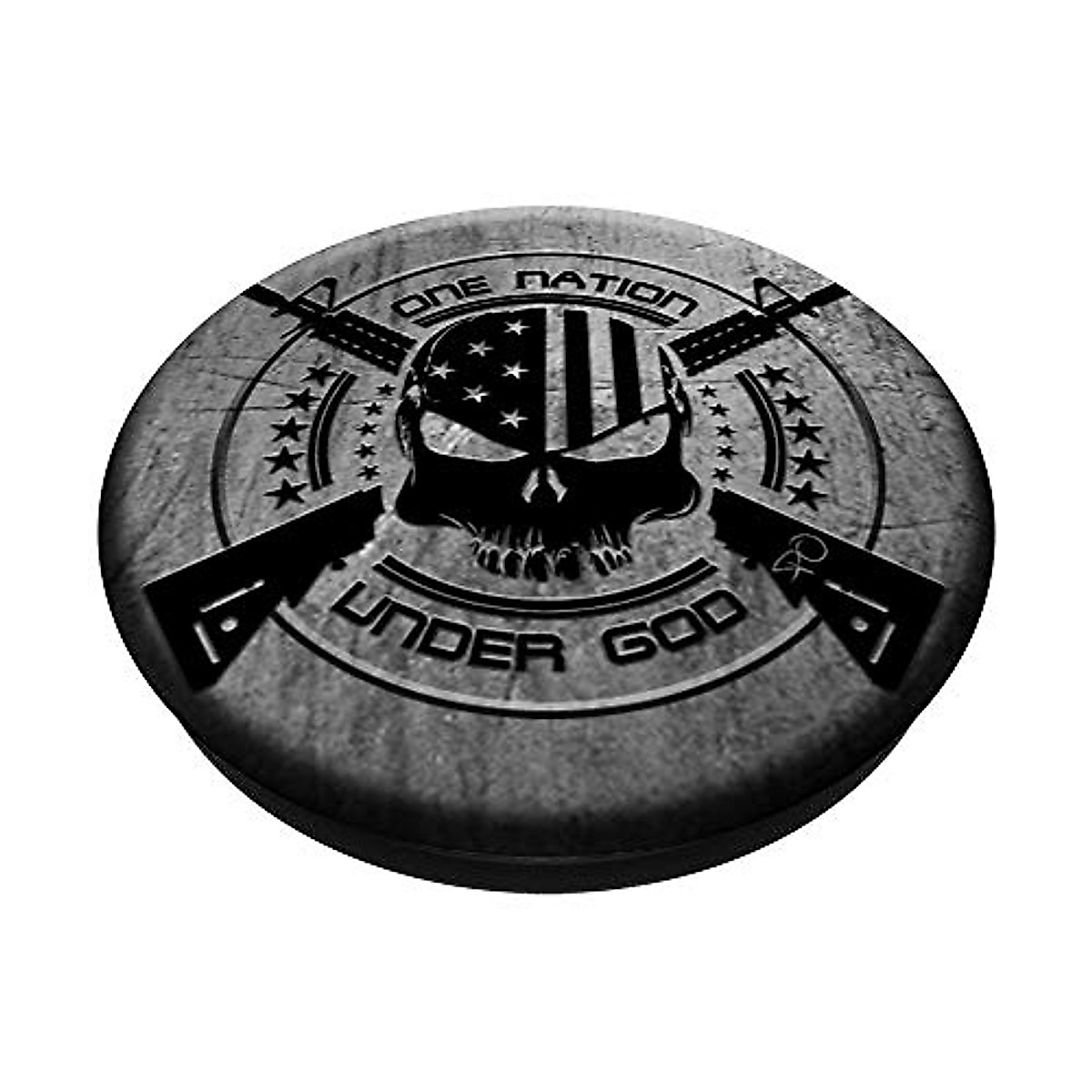 Tactical One Nation Under God Flag Skull AR-15 2nd Amendment PopSockets PopGrip: Swappable Grip for Phones & Tablets