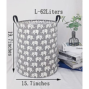 KUNRO Large Sized Storage Basket Waterproof Coating Organizer Bin Laundry Hamper for Nursery Clothes Toys (Elephant)