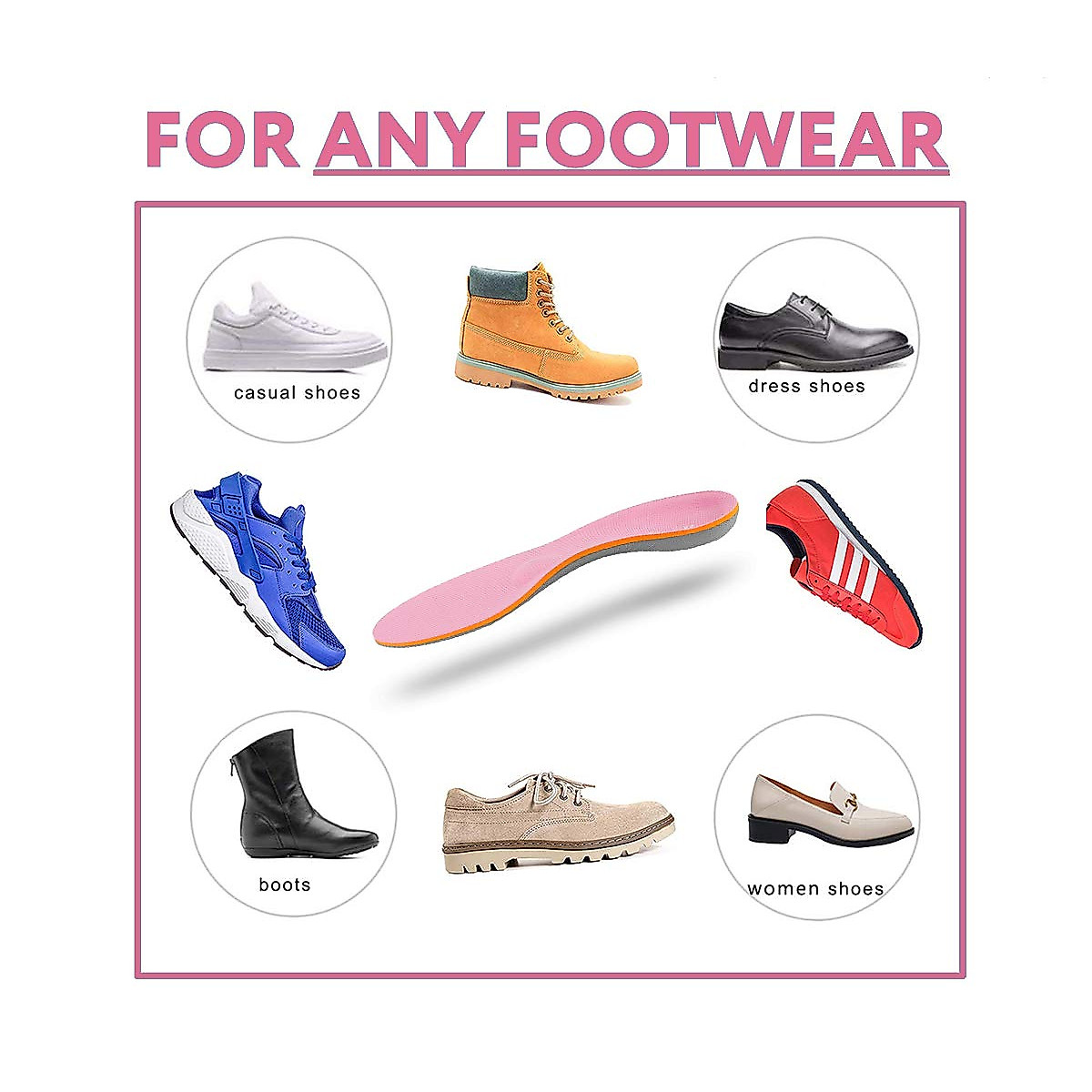 iFitna High Arch Support Orthotic Shoe Inserts for Women Full Length Pink Relief Flat Feet,Plantar Fasciitis Max Cushion Insoles