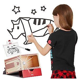 kipod Wooden Art Tracing Projector Drawing Kit for Kids with Washi Tape Wall Decor Stickers. Draw, Project and Trace DIY GrafiTape Toy. Cool Art and Craft Gift Ideas for Girls and Boys Ages 6-12