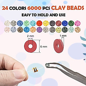 Lynnmos Clay Beads 8000 Pcs 2 Boxes Bracelet Making Kit - 24 Colors Polymer Clay Beads for Bracelet Making Set - Heishi Disc Beads for Jewelry Making kit with Charms and Gift Pack for Girls