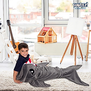 Silver Lilly Animal Tail Blanket - Plush Animal Sleeping Bag Blanket for Kids (Gray Shark)