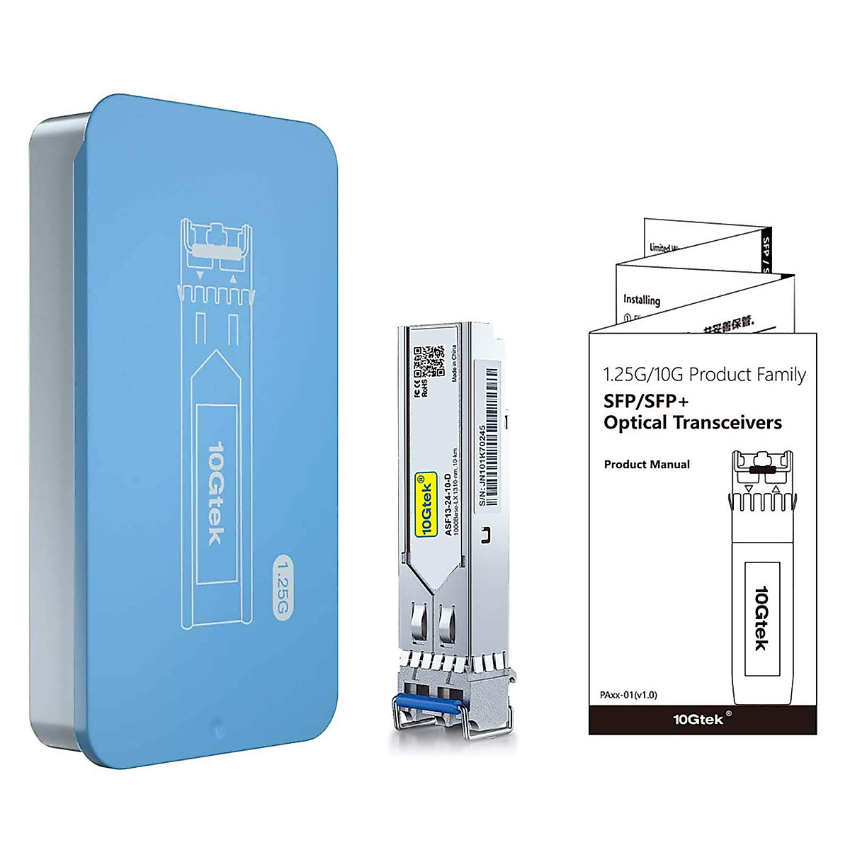 10Gtek 1.25G SFP 1000Base-LX Transceiver, 1310nm SMF Fiber Optic Module, up to 10 km, for Cisco GLC-LH-SMD/GLC-LH-SM/SFP-GE-L, Meraki MA-SFP-1GB-LX10, Ubiquiti UniFi UF-SM-1G, Fortinet, Pack of 10