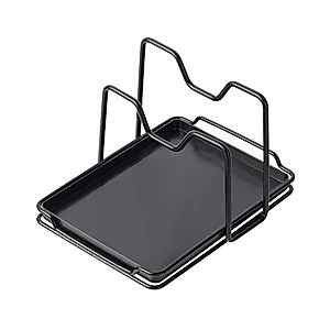 SUNFCON Cutting Board Rack Chopping Board Organizer and Pot Pan Lids Holder Spoon Rest Holder Black