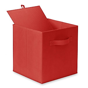 Casafield Set of 6 Collapsible Fabric Cube Storage Bins, Red - 11" Foldable Cloth Baskets for Shelves, Cubby Organizers & More