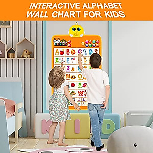 Interactive Alphabet Wall Chart for Kids, Talking ABC Electronic Alphabet Poster Toy for Toddlers Age 2-4, Kids Learning Preschool Educational Toys Birthday Gifts for 1 2 3 4 5 Year Old Boys Girls