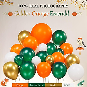 Fall friendsgiving balloon arch Orange and green Balloon Garland kit 132pcs Orange Gold Emerald hunter Green white balloons for Autumn Boho Baby Shower Bridal Shower thanksgiving decorations