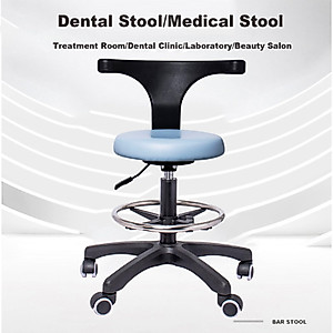 SFKLYU Rolling Stool Dental Chair Assistant Stool 360° Rotation Armrest PU Leather Dental Stool for Office Dentist Shop Lab and Home Use,44~58cm