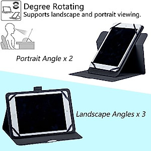 6 7 Inch Tablet Case,Universal Case for 6-7 Inch Tablet eReader,7" Kindle Series e-Reader Tablet Stand Folio Shell Cover with 360 Degree Rotatable Kickstand Multiple Viewing,Water Fire Basketballs