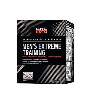 GNC AMP Men's Extreme Training Vitapak | Developed for Max Performance and Endurance | 5-Step Daily Supplement System | Targeted Muscle Support | 30 Packs