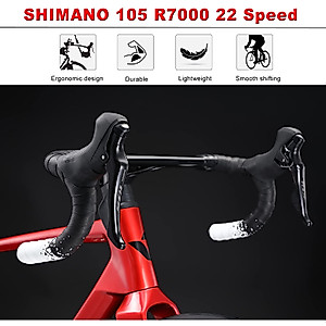 KABON Full Carbon Road Bike, 700C Carbon Fiber Frame Road Bike with Shimano 105 22 Speed Disc Brake Racing Bicycle with Carbon Wheelset (58cm, Red)