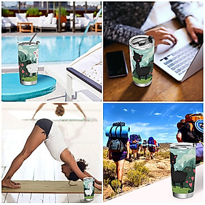 Wassud Cartoon Alpaca 20 oz Tumbler with Lid and Straw Stainless Steel Double Wall Vacuum Tumblers Insulated Travel Coffee Mug for Cold and Hot Drinks