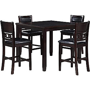 New Classic FURNITURE Gia 5-Piece Table with Four Chairs, Inch, 42" Counter Set, Ebony