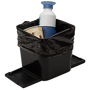 Car Trash Can for Vehicles Leakproof Compact Garbage Bin w/ Stability Flap, Anti-Slip Base, Portable Trash Holder for Cars, Trucks, SUVs, Minivans Compact, Auto Container Organizer (Black, Small)