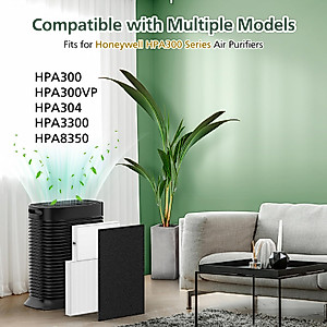 HPA300 True HEPA Filter Replacement Compatible with Honeywell Air Purifier HPA300 Series, HPA300, HPA304, HPA8350, HPA300VP, HPA3300b, HPA5300, Pack of 6 HEPA R and 8 Pre filters A HRF-AP1