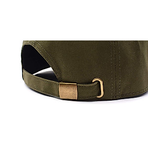 Uphily Olive Drab OD Green USA American Flag Flat Brim Bill Hat - High Profile Patriotic Snapback Baseball Cap for Men or Women