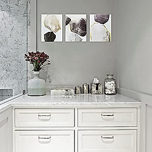 Stone Zen Nature Themed Prints Artwork Rock With Golden edge Canvas Wall Art Home Decoration for Bedroom Living Room Bathroom Painting