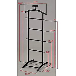 Pilaster Designs Modern Carlsen Clothes Organizer Rack, Suit Valet Stand, Black Metal