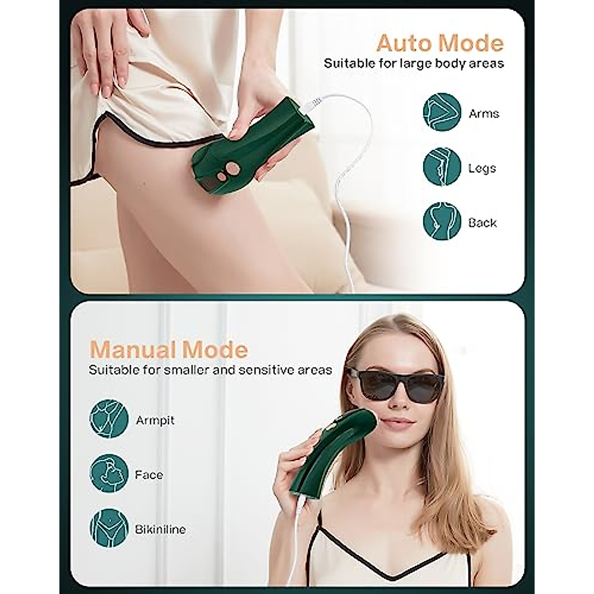 OUBABO IPL Hair Removal for Women and Man, Laser Hair Removal Device with Ice Cooling Care, at-Home Permanent Hair Reduction for Facial Armpits Legs Bikini Line Whole Body, Come with Razor and Goggles
