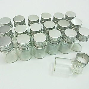 Luo House 10pcs 16x26mm Tiny Mini Small Clear Bottles Glass Vials 2.0ml 1/2 Dram with Caps