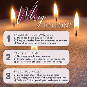 Foton Pearled Candle Colored 18 Oz - Black Unscented Non Toxic Luxury Long Lasting Powder Candles up to 120 Hours - Refillable Candle Sand with 30 Wicks for Candle Making