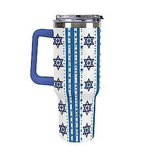 Israel Flag Shaped 40 Oz Tumbler Insulated Stainless Steel Water Bottle Travel Mug Car Cup with Handle And Straw