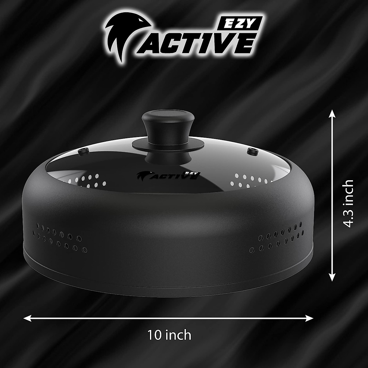 Microwave Cover for Food, Silicone and Glass Splatter Guard Lid for 6–7–8–9-10-10.5 inch Plates & Bowls. By EZY ACTIVE